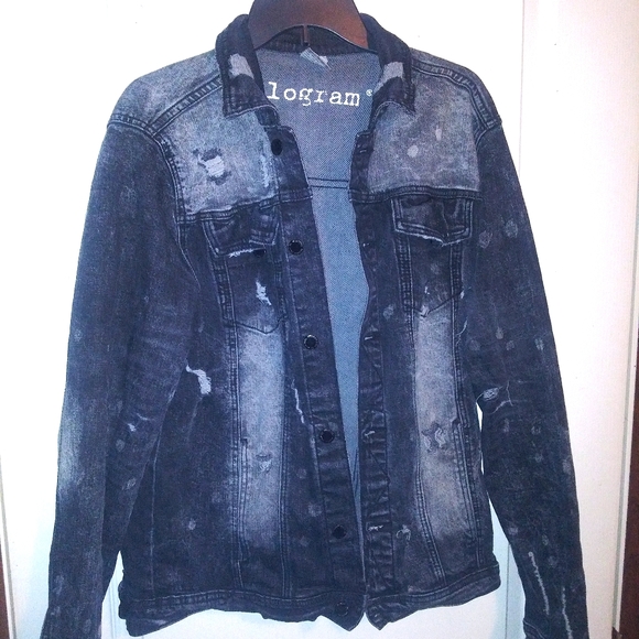 Kilogram | Jackets & Coats | Kilogram Distressed Mens Black Denim ...